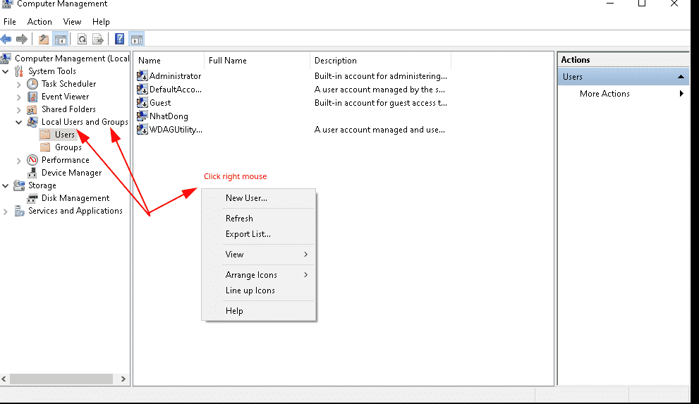 Hướng dẫn tạo User trên Windows 10 thông qua Computer Management - BKNS