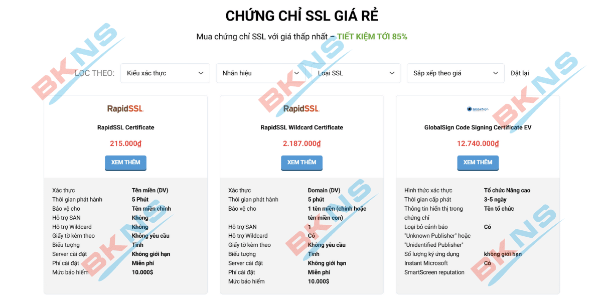 Cập nhật bảng giá SSL 2025 - Bảo mật Website với giá tốt nhất